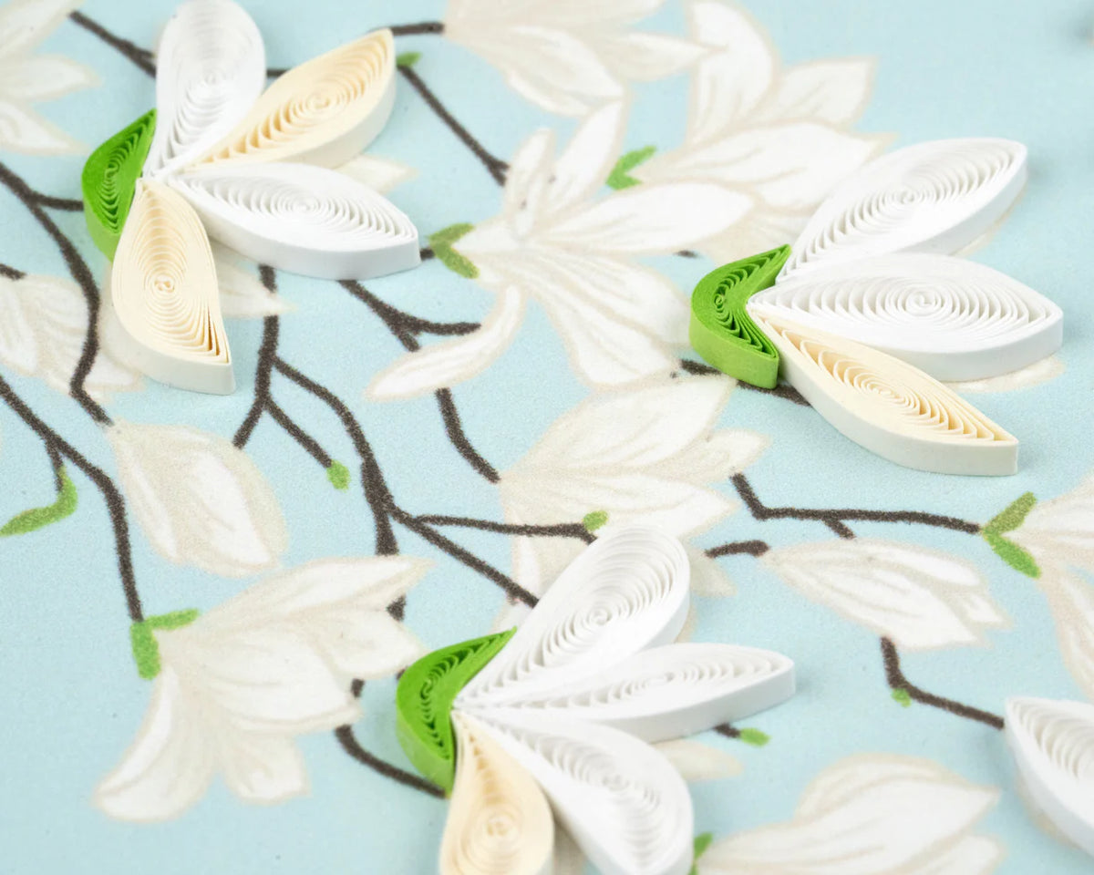 White Magnolia Branch Quilling Card – Seasons Home & Gift