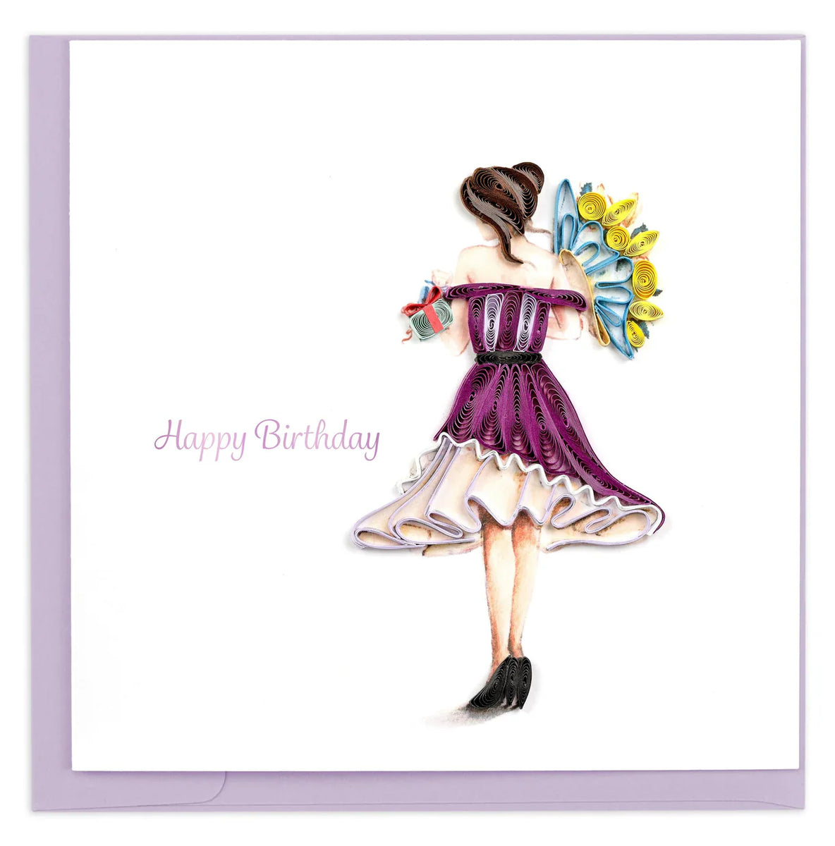 Birthday Woman with Bouquet Quilling Card – Seasons Home & Gift
